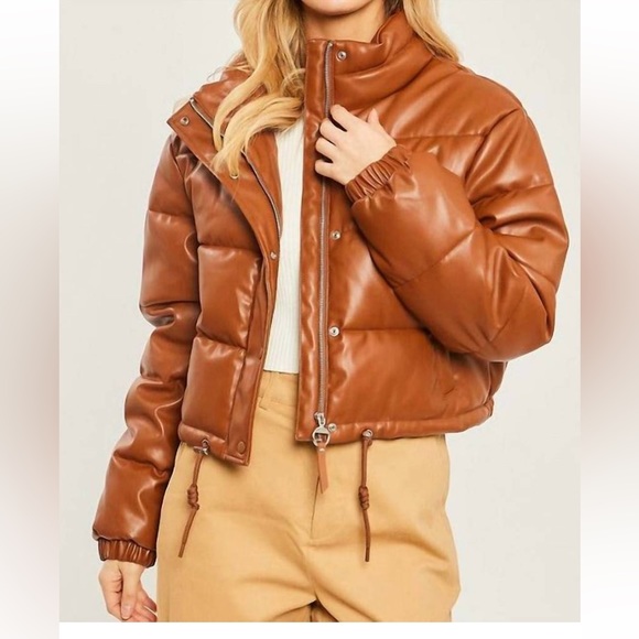 Love Tree | Jackets & Coats | Love Tree Devi Faux Leather Puffer Jacket | Poshmark
